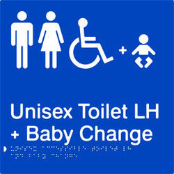 Unisex Accessible Toilet & Baby Change Left Hand transfer Braille & ta ...